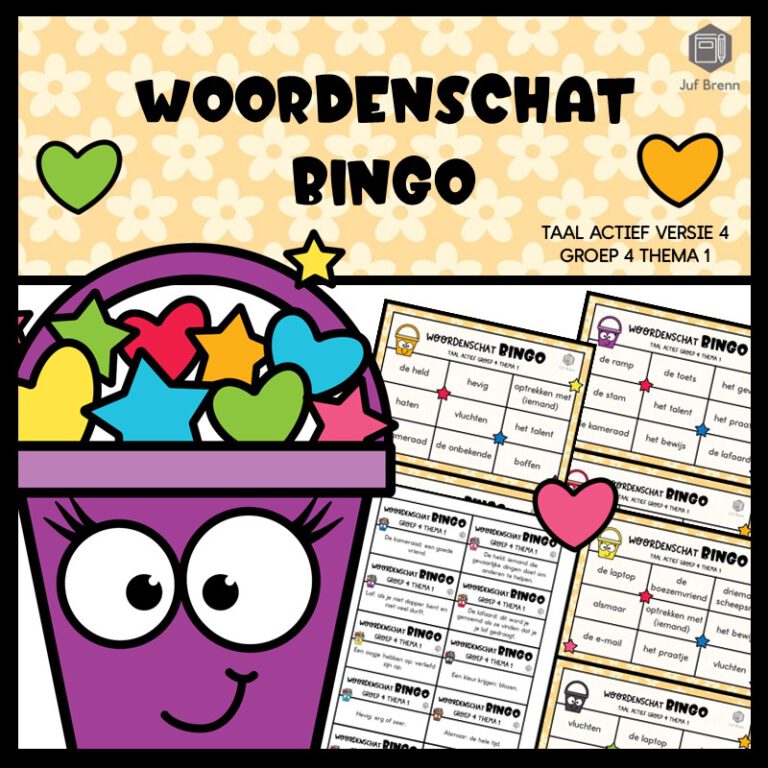 TAAL ACTIEF WOORDENSCHAT BINGO GROEP 4 THEMA 1 - Juf Brenn