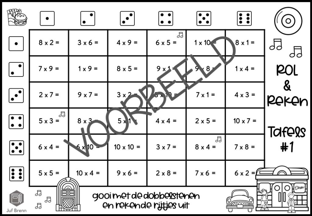 ROL & REKEN: TAFELS 1 T/M 10 - Juf Brenn