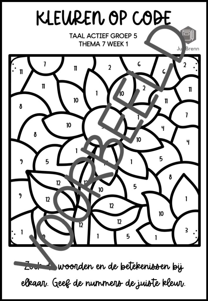 TAAL ACTIEF WOORDENSCHAT KLEUREN OP CODE GROEP 5 THEMA 7 - Juf Brenn