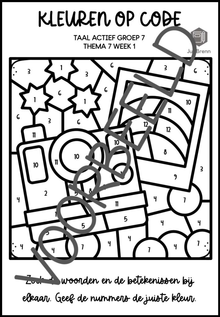 TAAL ACTIEF WOORDENSCHAT KLEUREN OP CODE GROEP 7 THEMA 7 - Juf Brenn