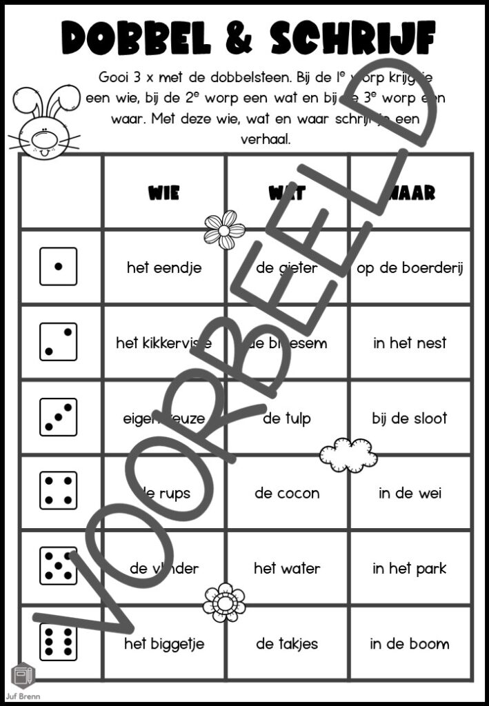 DOBBEL & SCHRIJF LENTE - Juf Brenn