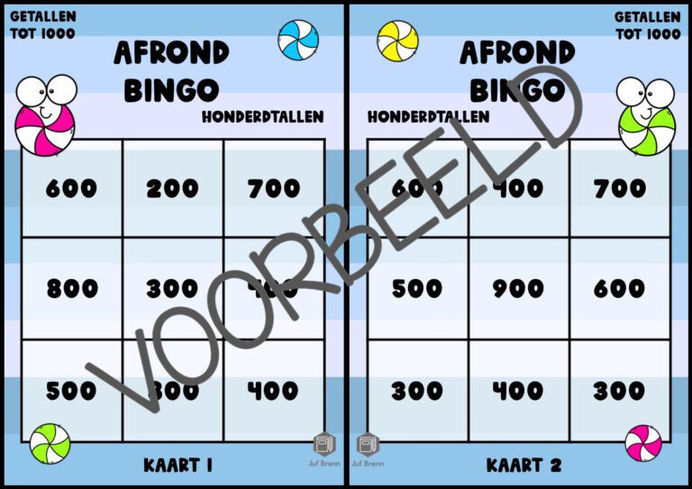 AFROND BINGO: AFRONDEN OP HONDERDTALLEN TOT 1000 - Juf Brenn