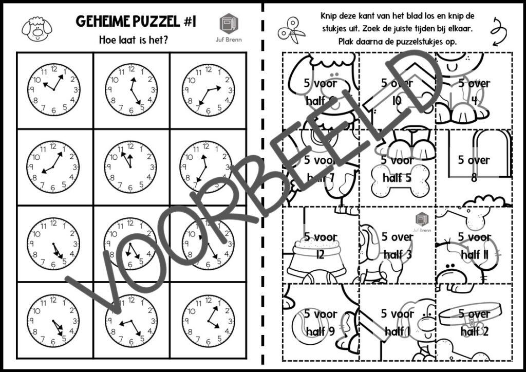 GEHEIME PUZZELS KLOKKIJKEN 5 MINUTEN - Juf Brenn