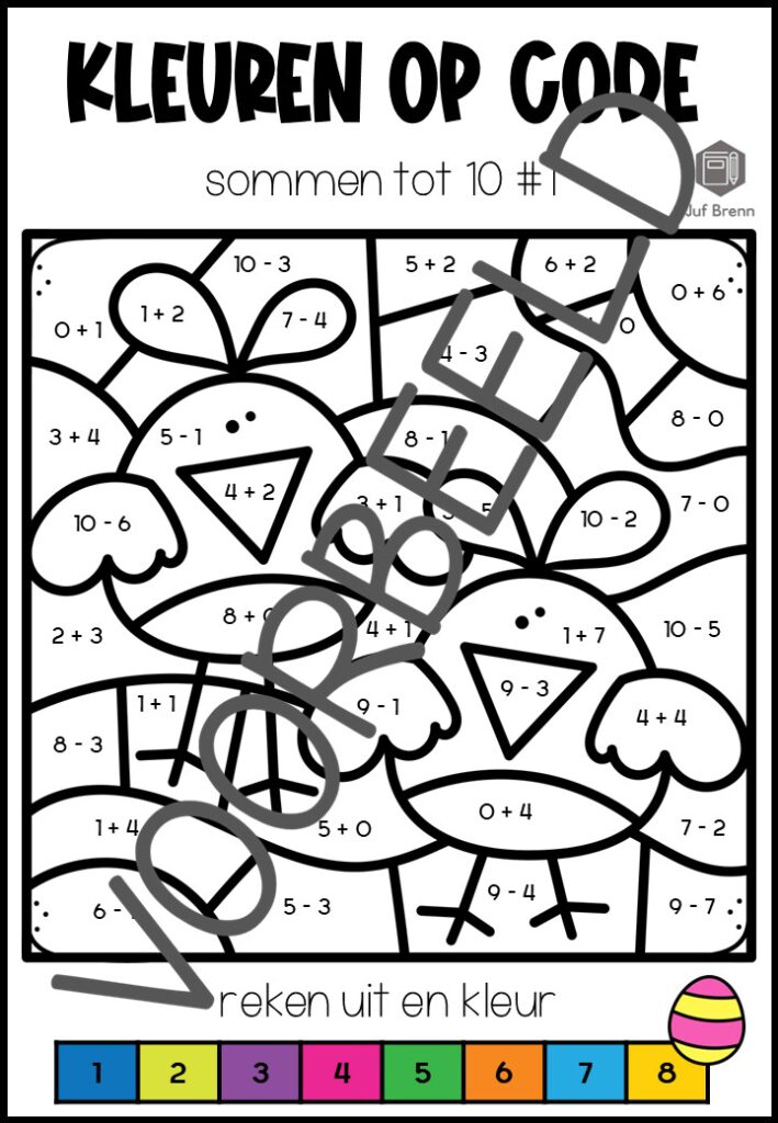 KLEUREN OP CODE: SOMMEN TOT 10 - Juf Brenn