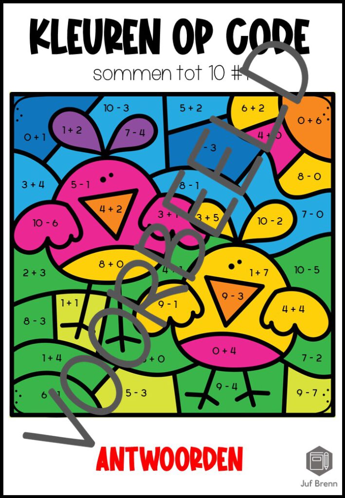 KLEUREN OP CODE: SOMMEN TOT 10 - Juf Brenn