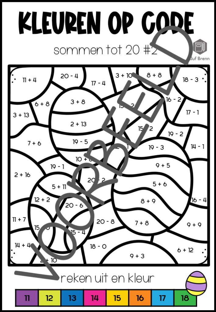 KLEUREN OP CODE: SOMMEN TOT 20 - Juf Brenn