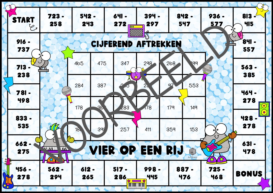 VIER OP EEN RIJ: CIJFEREND AFTREKKEN TOT 1000 - Juf Brenn VIER OP EEN RIJ: CIJFEREND AFTREKKEN TOT 1000 - Juf Brenn