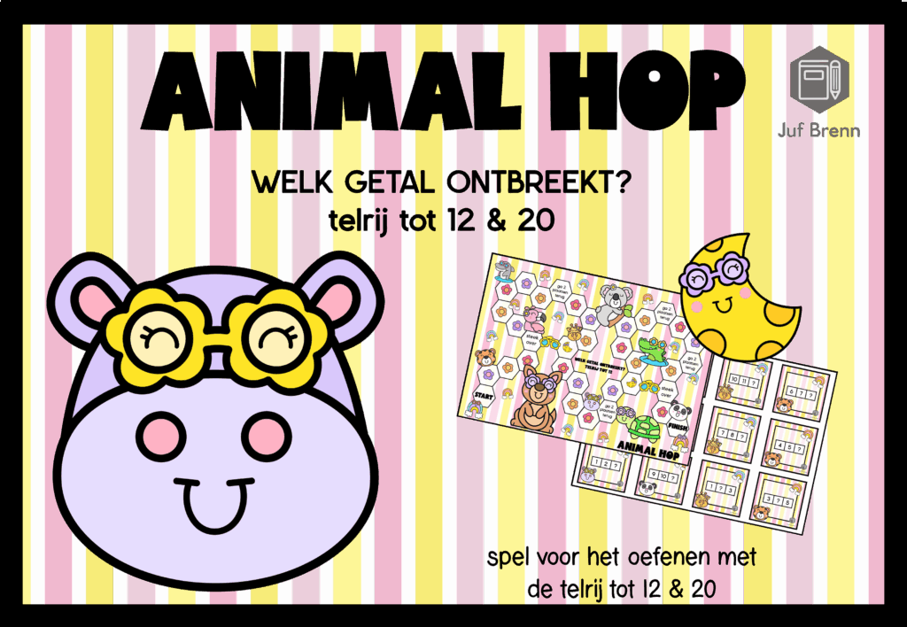 ANIMAL HOP: WELK GETAL ONTBREEKT TELRIJ TOT 12 EN 20 Juf Brenn